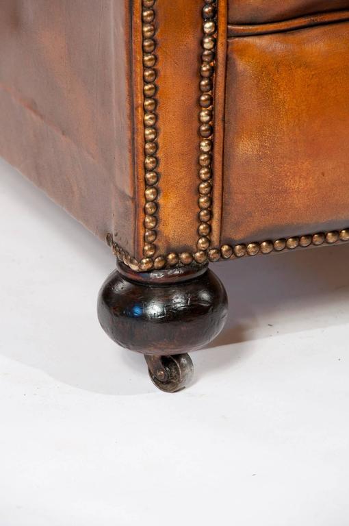 Quality Edwardian Drop Arm Tan Leather Sofa at 1stDibs