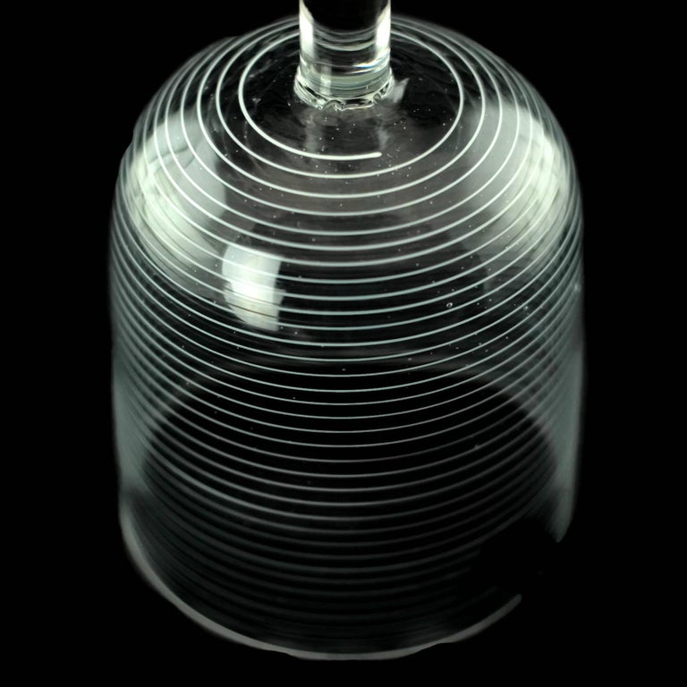 Handblown Clear Venetian Glass Goblets with Threaded Decoration Set of ...