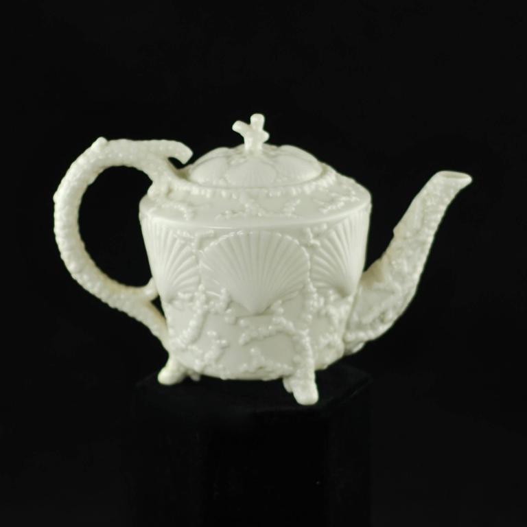 19th Century Belleek Footed Shell Porcelain Teapot, Second Period For ...