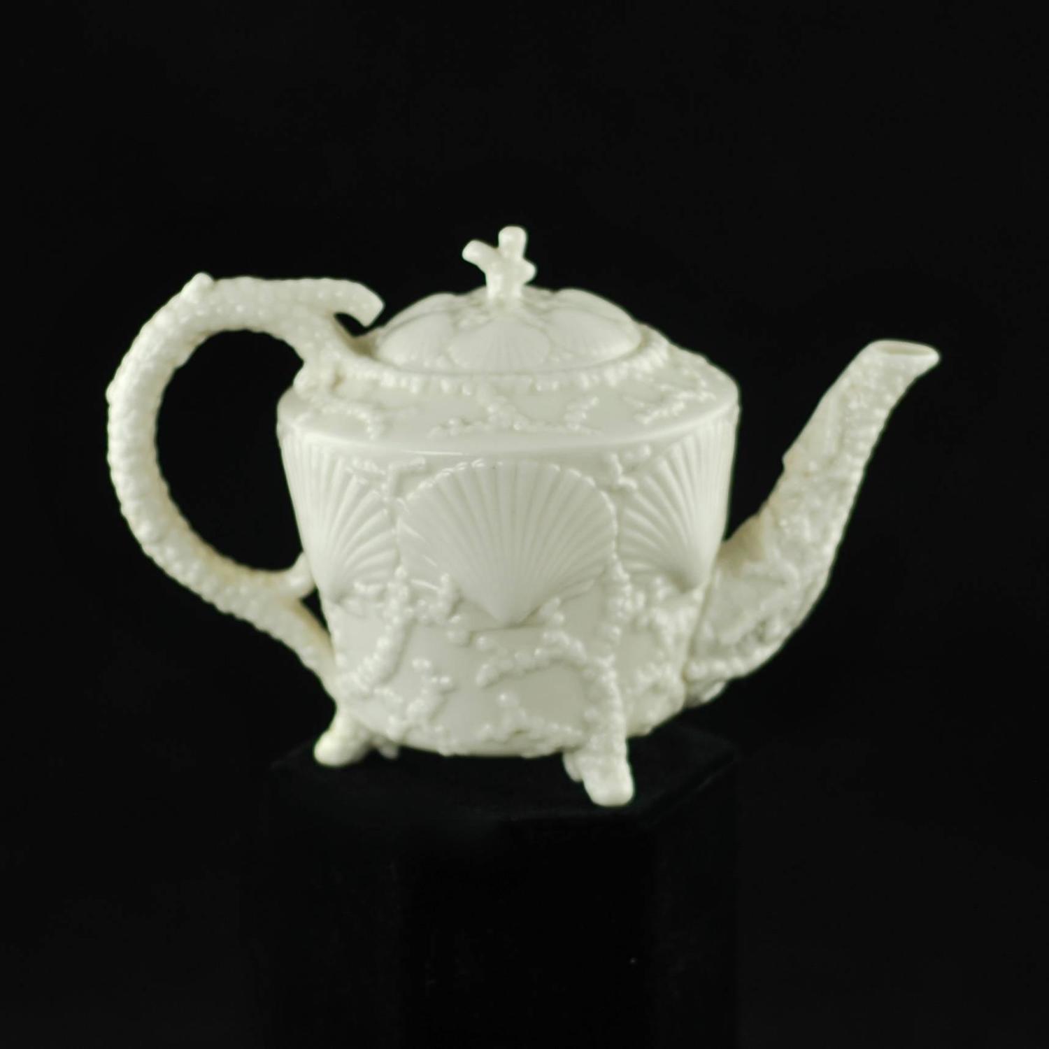 19th Century Belleek Footed Shell Porcelain Teapot, Second Period For ...
