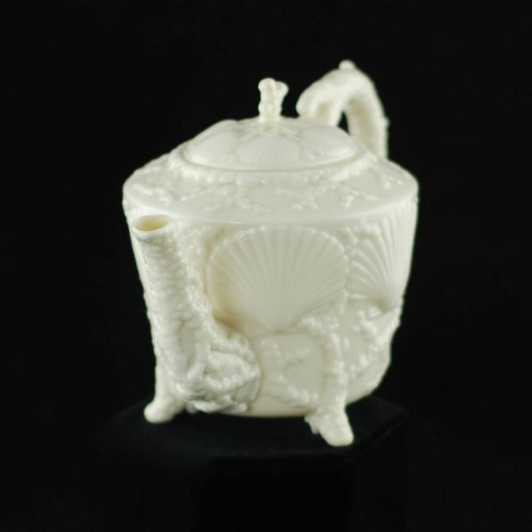 19th Century Belleek Footed Shell Porcelain Teapot, Second Period For ...
