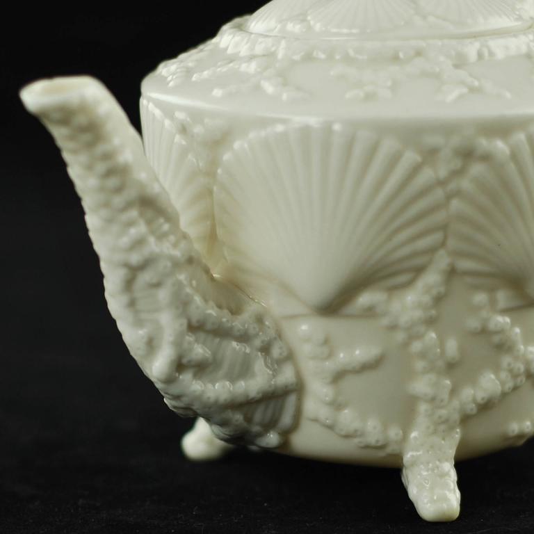 19th Century Belleek Footed Shell Porcelain Teapot, Second Period For ...