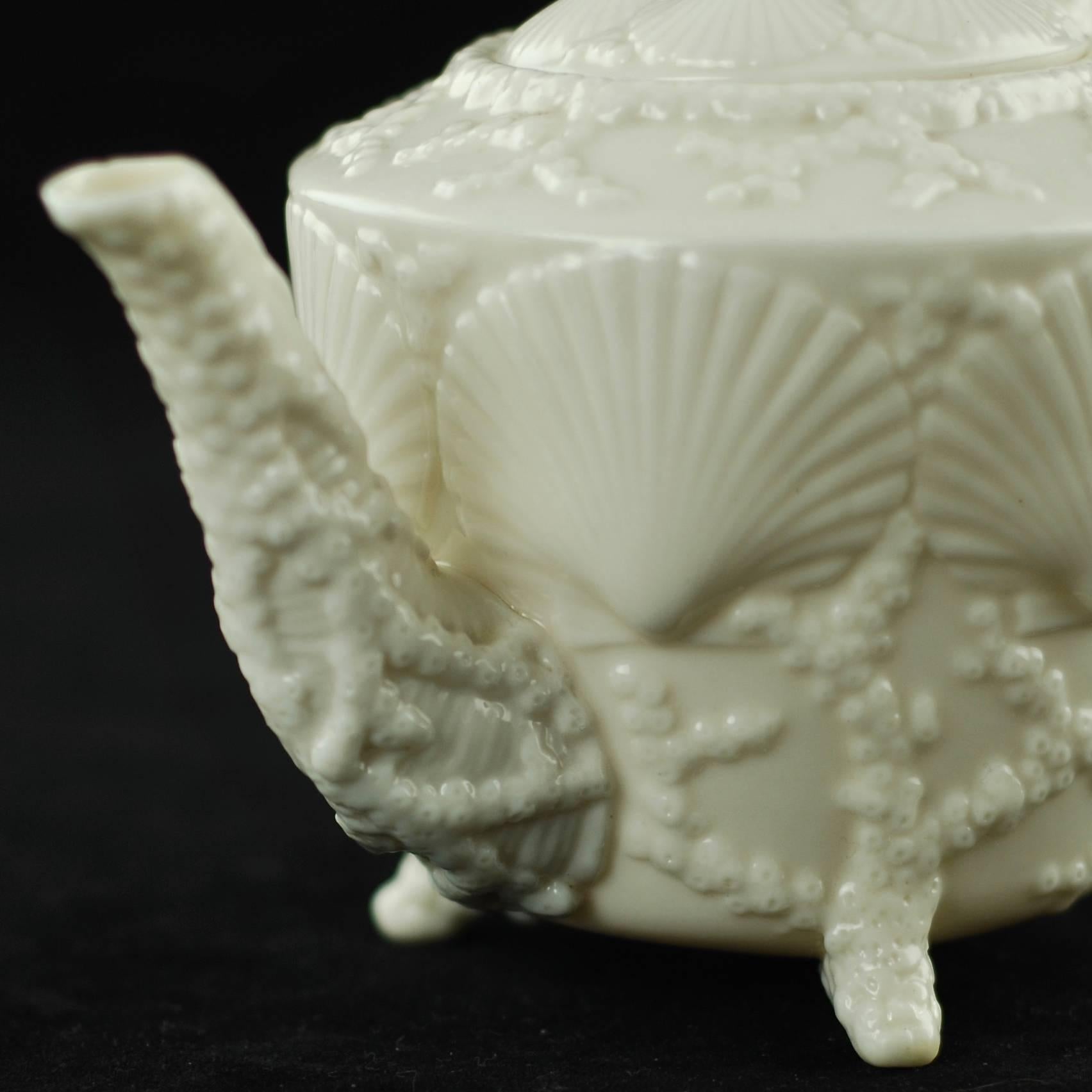 19th Century Belleek Footed Shell Porcelain Teapot, Second Period For ...