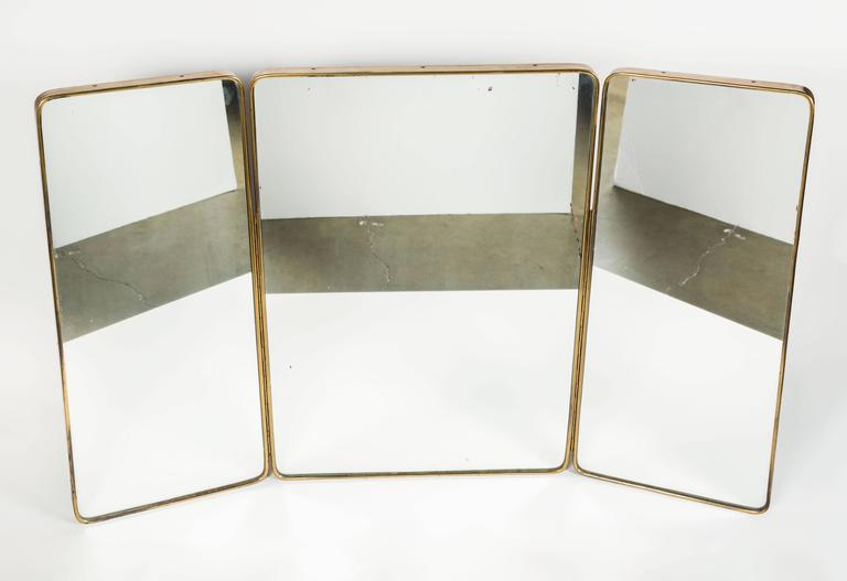 Oversize Italian Brass Tri-fold Mirror at 1stDibs | 3 fold mirror, gold ...