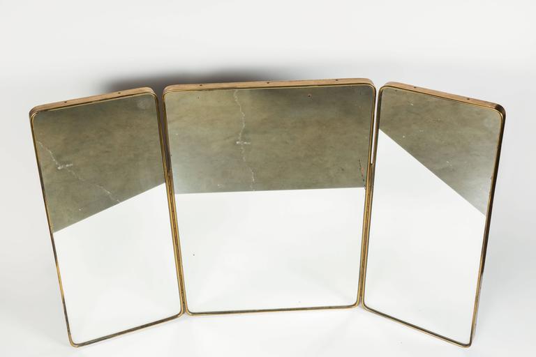 Oversize Italian Brass Tri-fold Mirror at 1stDibs | 3 fold mirror, gold ...