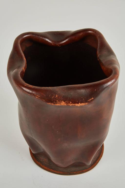 Italian Boiled Leather Waste Basket For Sale at 1stdibs