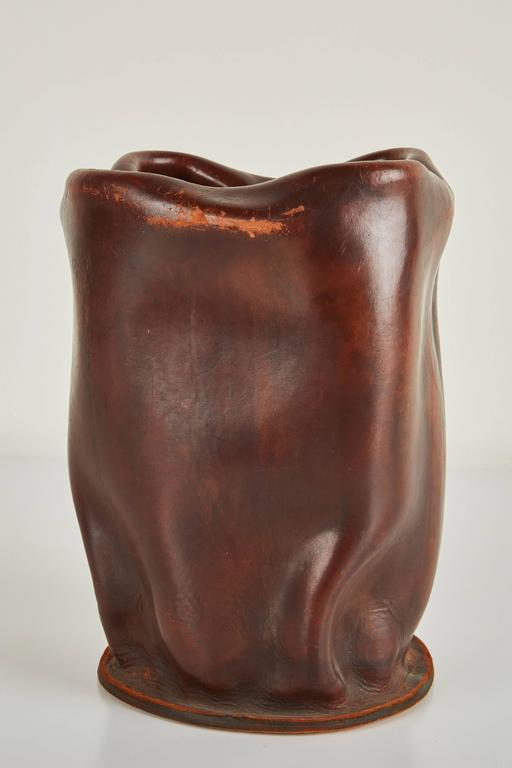 Italian Boiled Leather Waste Basket For Sale at 1stdibs