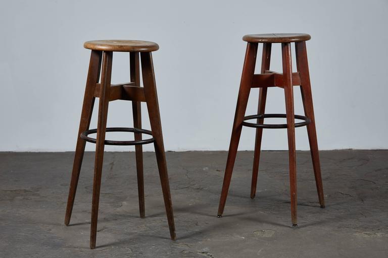 Modernist French Bar Stools in the Style of Jean Prouvé at 1stDibs