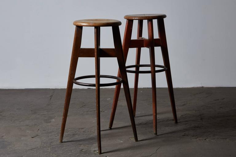 Modernist French Bar Stools in the Style of Jean Prouvé at 1stDibs