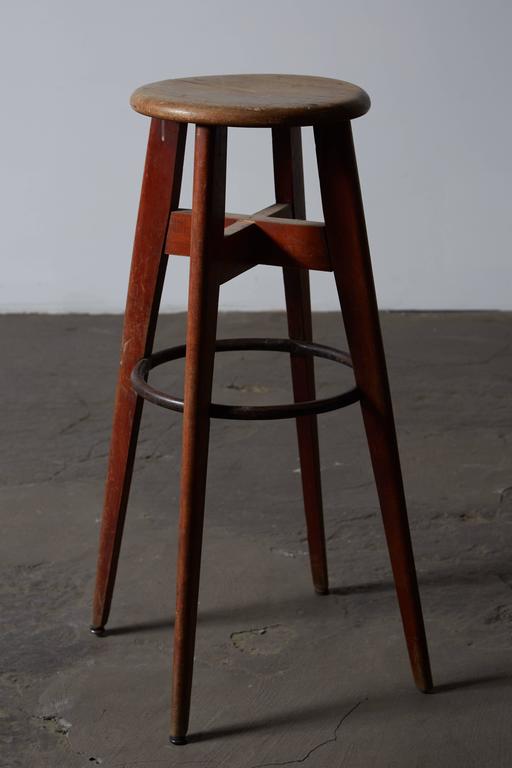 Modernist French Bar Stools in the Style of Jean Prouvé at 1stDibs