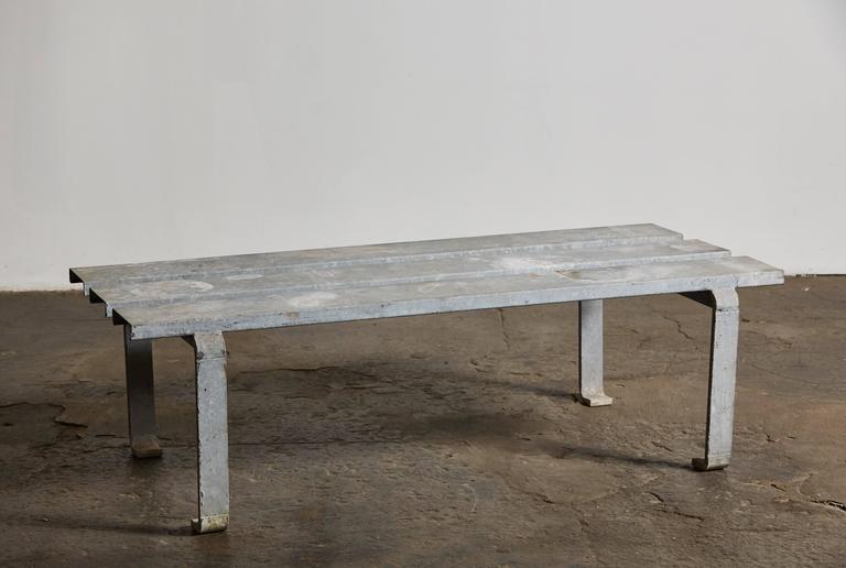 Three Slatted Galvanized Steel Benches at 1stdibs