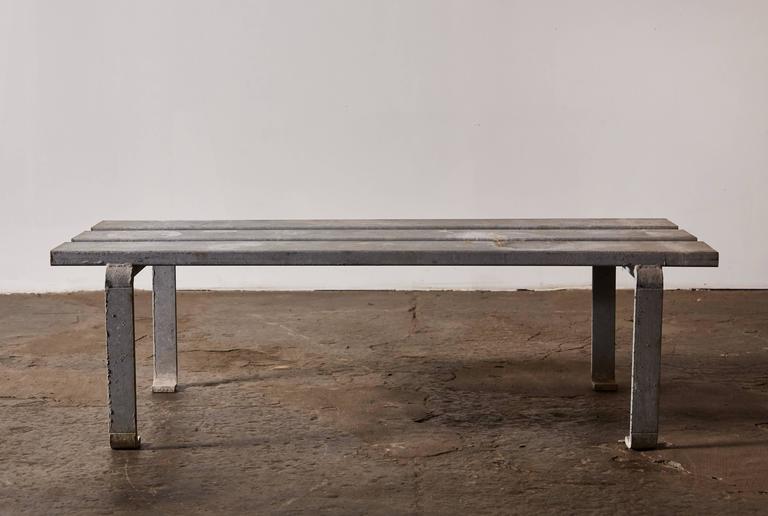 Three Slatted Galvanized Steel Benches at 1stdibs