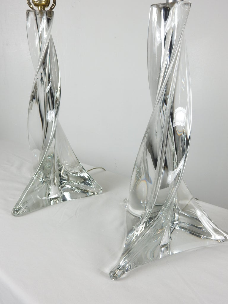 Elegant Maison Saint-Louis Crystal of France Sculptural Art Glass Lamps ...
