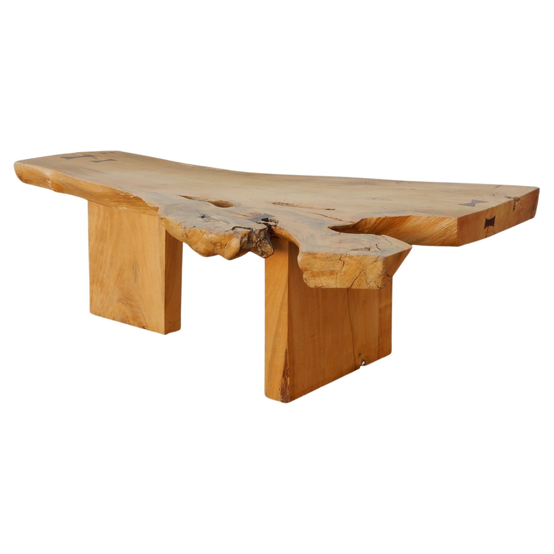 Organic Nakashima Style Live Edge Bowtie Slab Coffee Table, circa 1970 ...