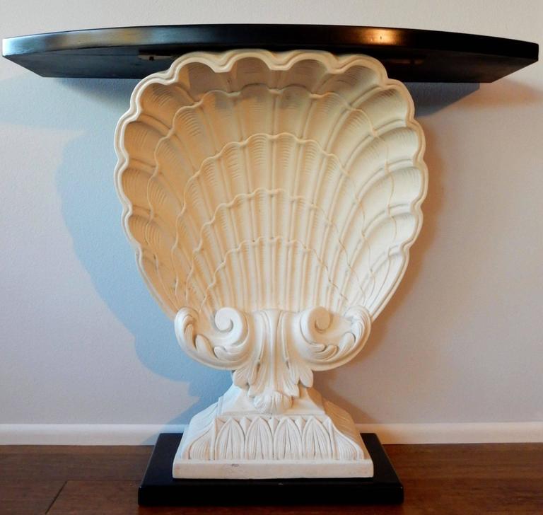 Hollywood Regency Grosfeld House Clam Shell Console Table, Black ...