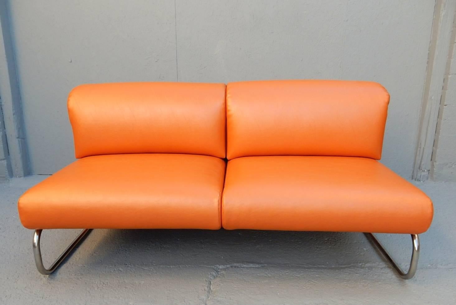 Mid-Century Edward Axel Roffman, Tubular Chrome Settee at 1stDibs ...