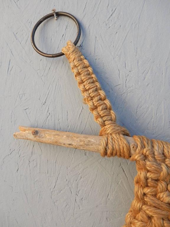 1960s Jute Macrame Hippie Wall Art Tapestry Sculpture at 1stDibs