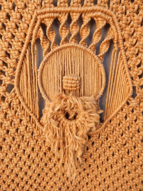 1960s Jute Macrame Hippie Wall Art Tapestry Sculpture at 1stDibs