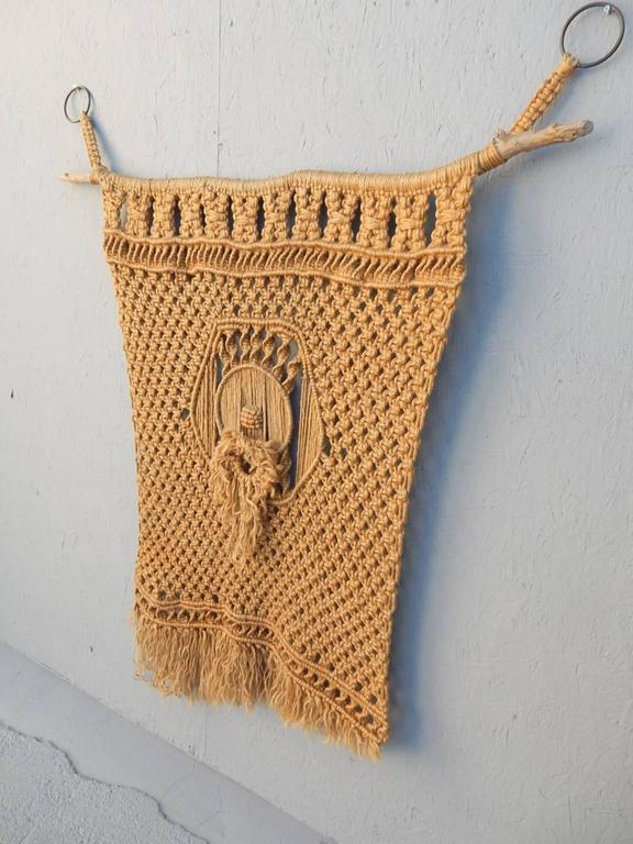 1960s Jute Macrame Hippie Wall Art Tapestry Sculpture at 1stDibs
