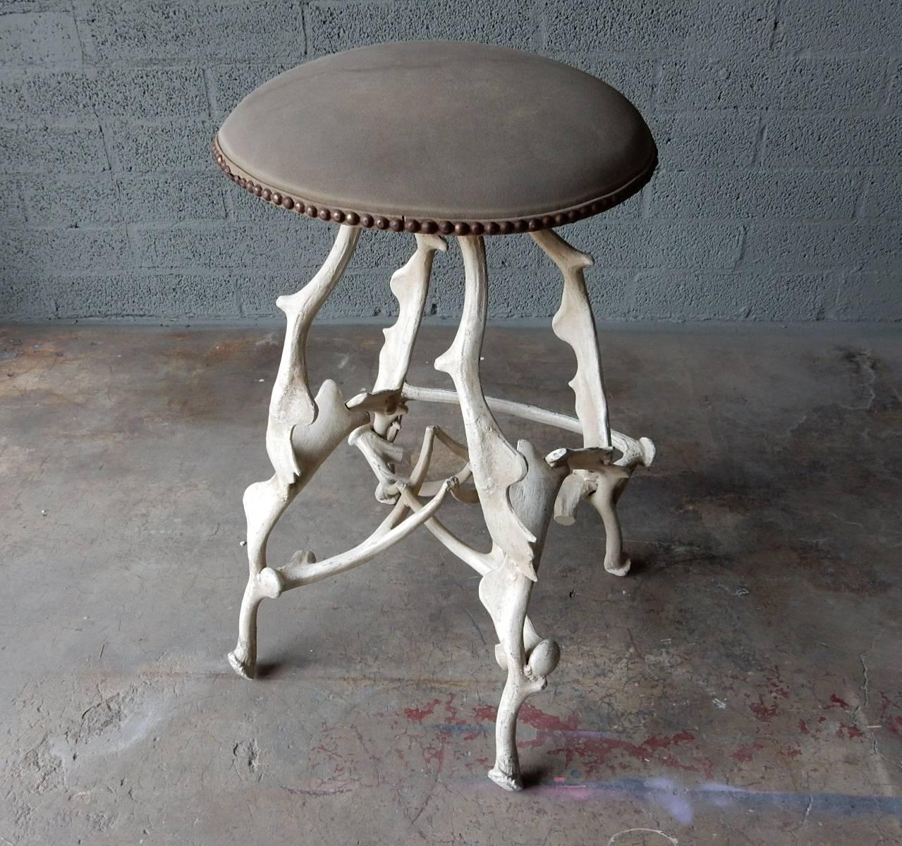 Three Mid-Century Arthur Court Design Faux Moose Antler Bar Stools at ...