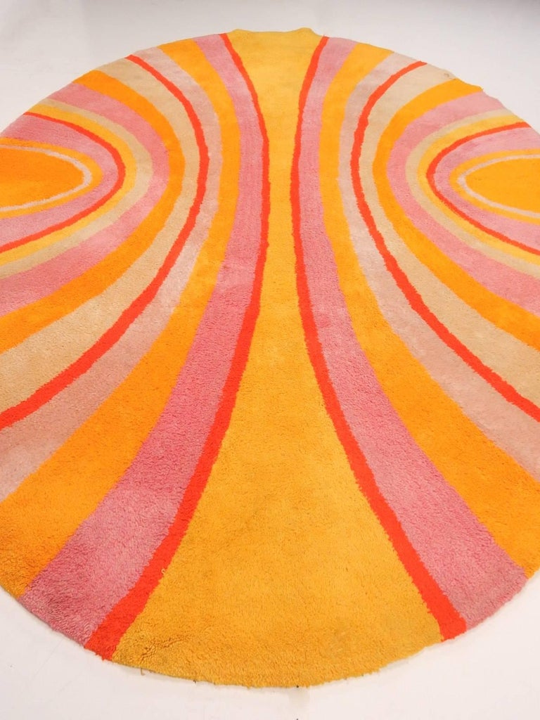1970s V'Soske Studios Psychedelic Pop Art Rug in Manner of Verner ...