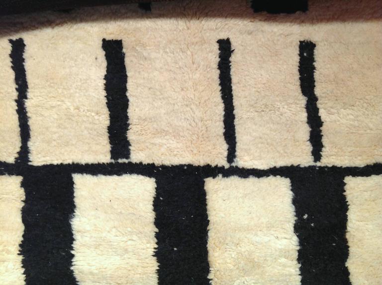 Large Contemporary Ivory and Black Moroccan Rug at 1stDibs