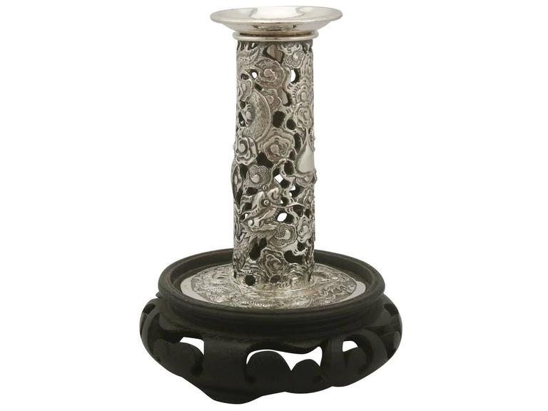 Antique 1890s Chinese Export Silver Candlesticks at 1stDibs
