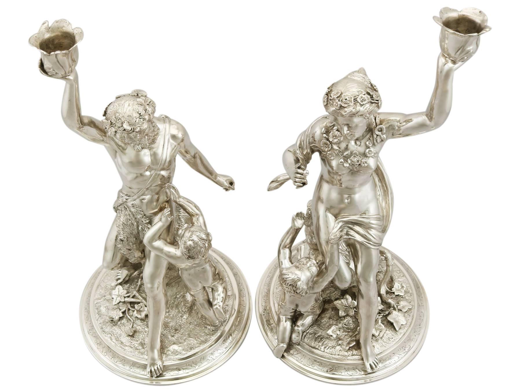 1870s Antique Victorian Sterling Silver Figural Candlesticks at 1stDibs
