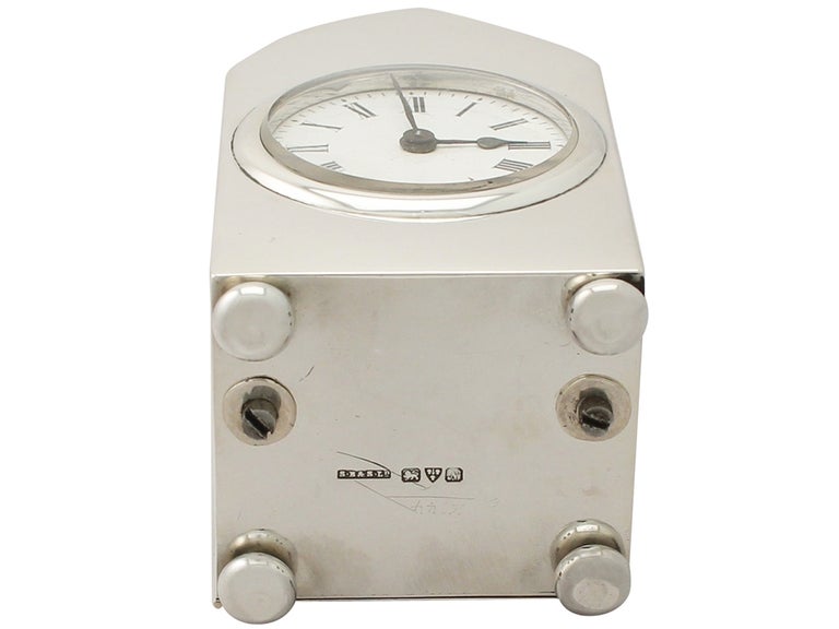 Antique George V English Sterling Silver Boudoir Clock at 1stDibs