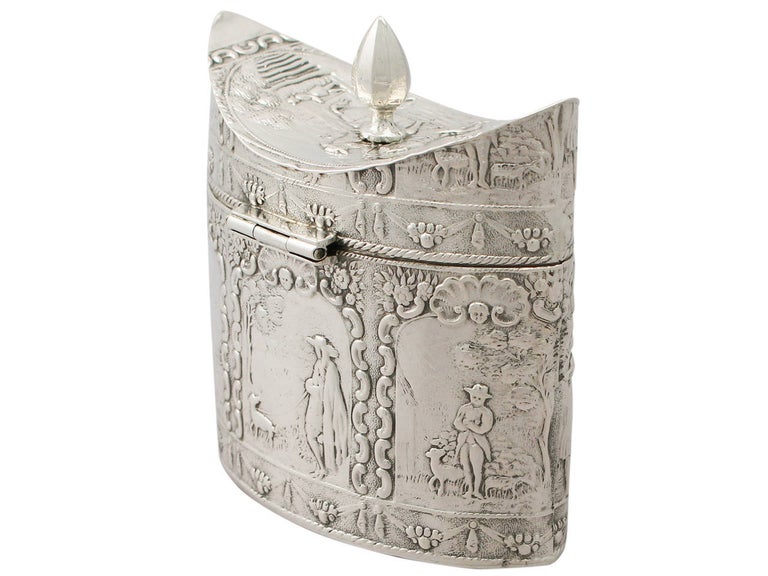 1880s Antique Dutch Silver Tea Caddy For Sale at 1stdibs