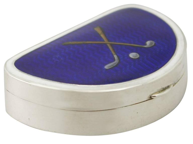 Sterling Silver and Enamel Golf Box - Antique George V at 1stDibs