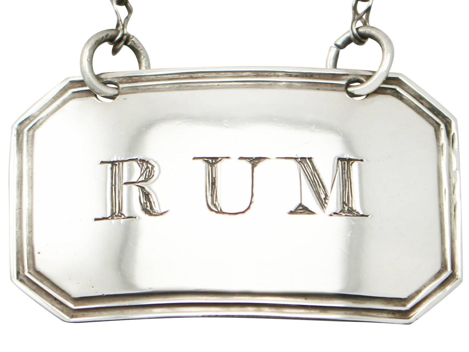 Sterling Silver Bottle Labels/Decanter Tickets - Antique George IV For ...