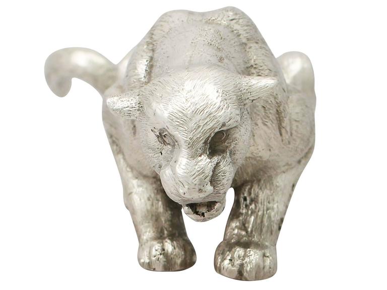 Sterling Silver Model of a Panther - Vintage Elizabeth II at 1stDibs
