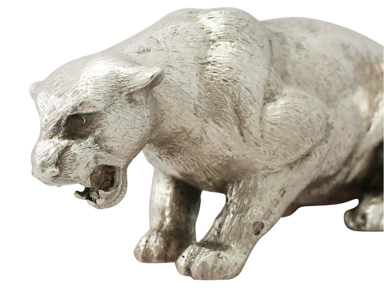 Sterling Silver Model of a Panther - Vintage Elizabeth II at 1stDibs