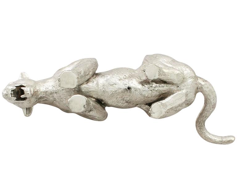Sterling Silver Model of a Panther - Vintage Elizabeth II at 1stDibs