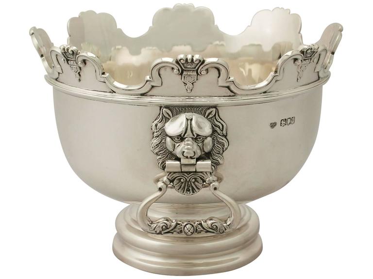 Sterling Silver Monteith Bowl Antique George V at 1stDibs