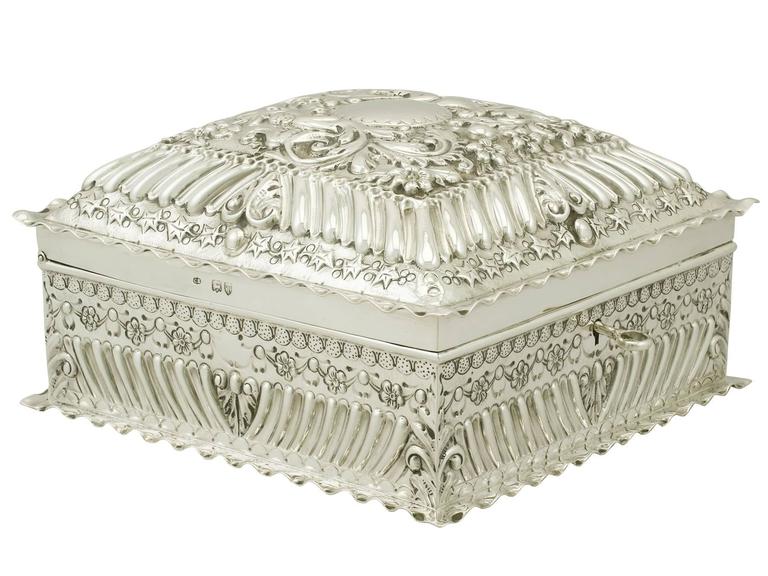 1890s Antique Victorian Sterling Silver Jewelry Box by Charles Edwards ...
