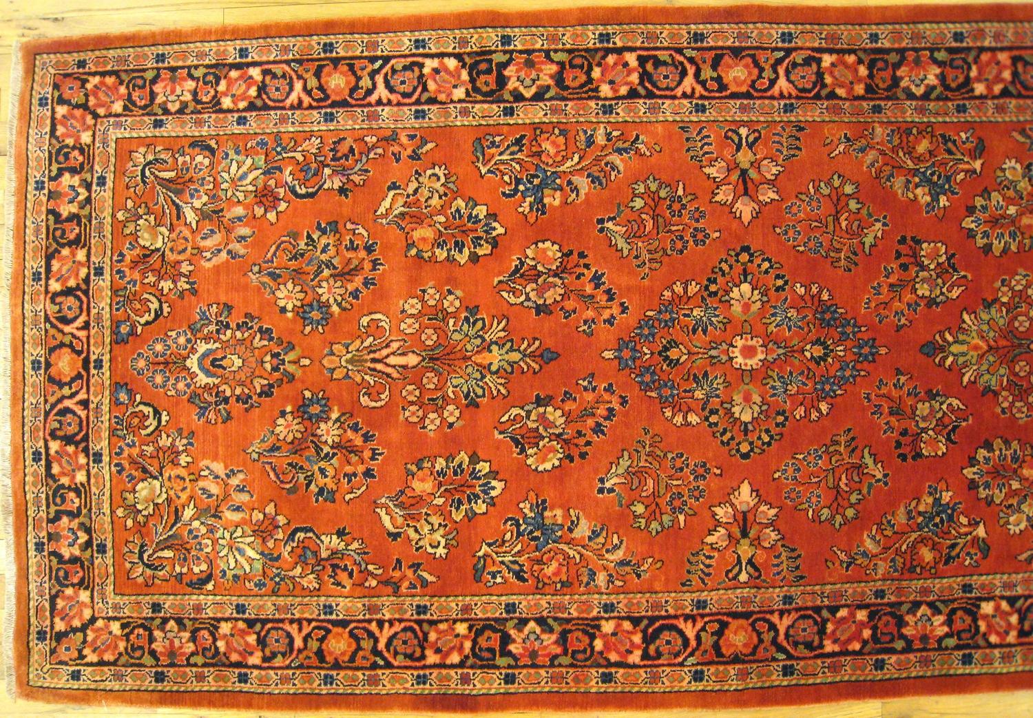 Vintage Persian Sarouk Oriental Rug in Small Runner Size with ...