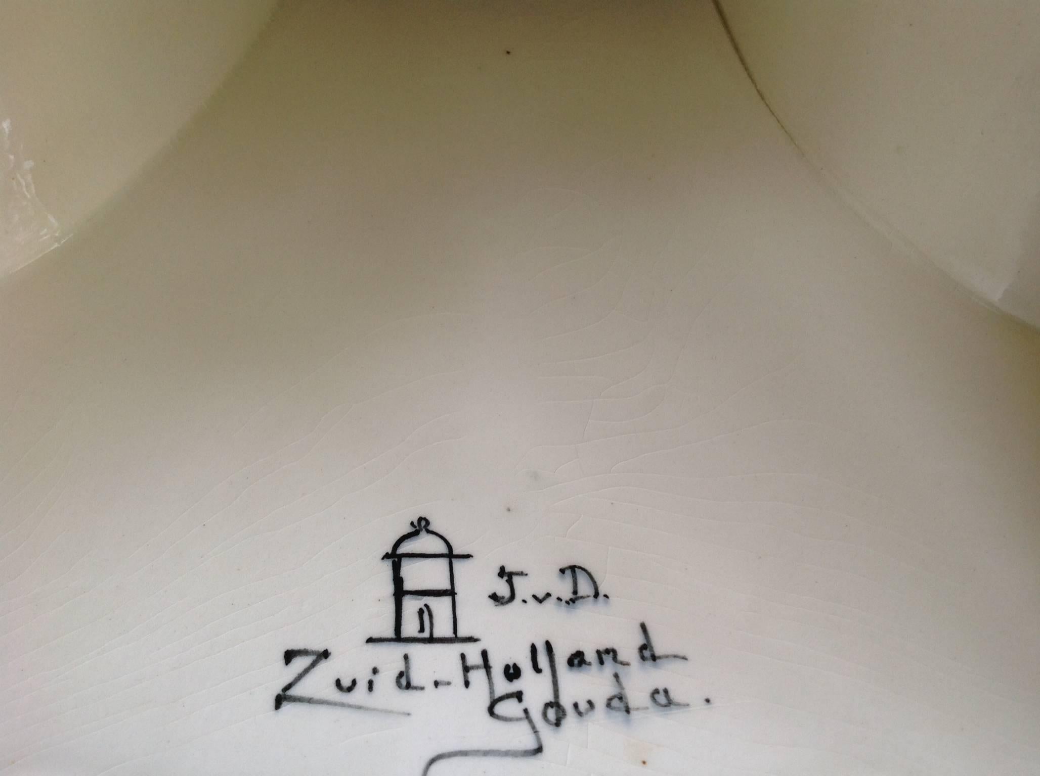 Art Nouveau clock, ceramic with a floral design, Gouda For Sale at 1stDibs