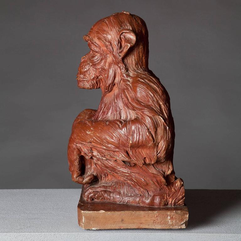 19th Century Terracotta Sculpture of a Monkey at 1stDibs