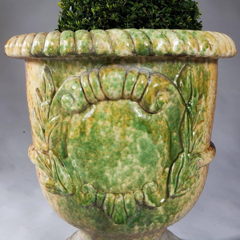 Pair of Italian Large Glazed Terracotta Garden Pots at 1stDibs ...