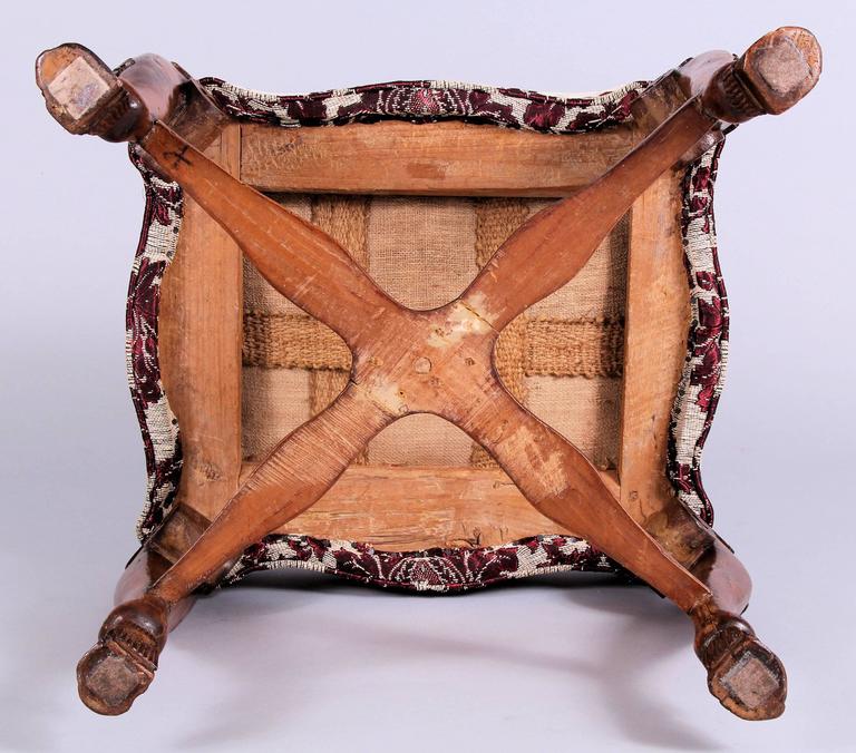 Pair of 18th Century Carved Walnut Stools For Sale at 1stDibs