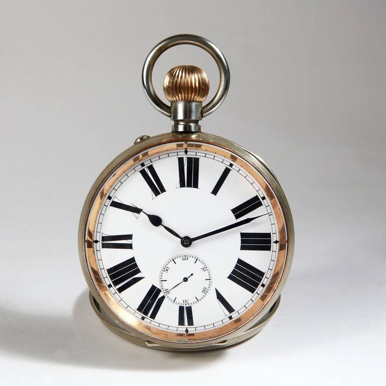 Edwardian Giant Pocket Watch and Silver Case at 1stDibs