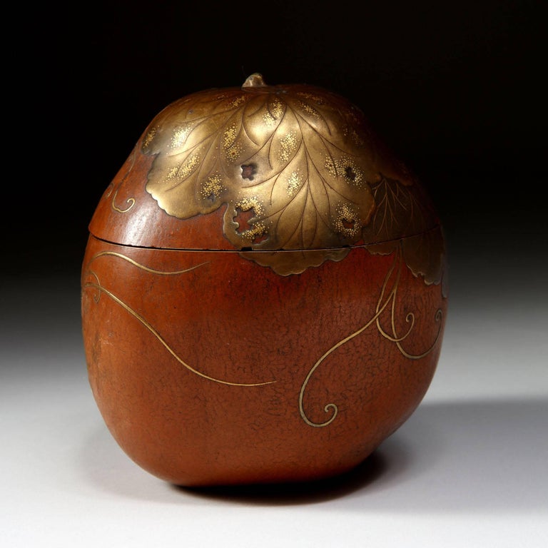 Meiji Japanese Gourd Caddy Taka-Maki-e and Nashiji Lacquer at 1stDibs