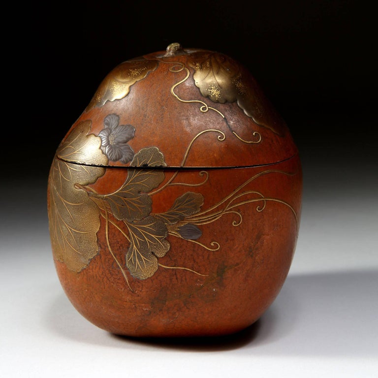 Meiji Japanese Gourd Caddy Taka-Maki-e and Nashiji Lacquer at 1stDibs