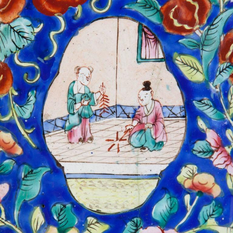 Chinese Export Vases as Lamps Decorated in Blue Canton Enamel at 1stDibs