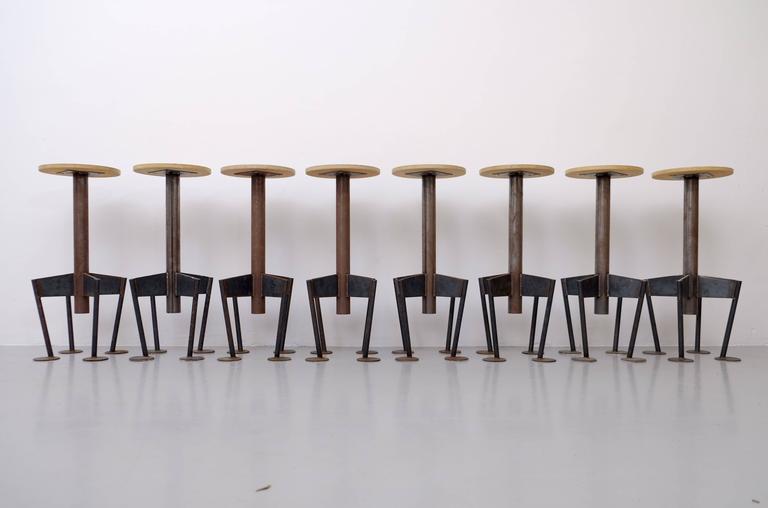 Rare Set of Eight Bar Stools by Arpad Földessy, 1980s For Sale at 1stDibs