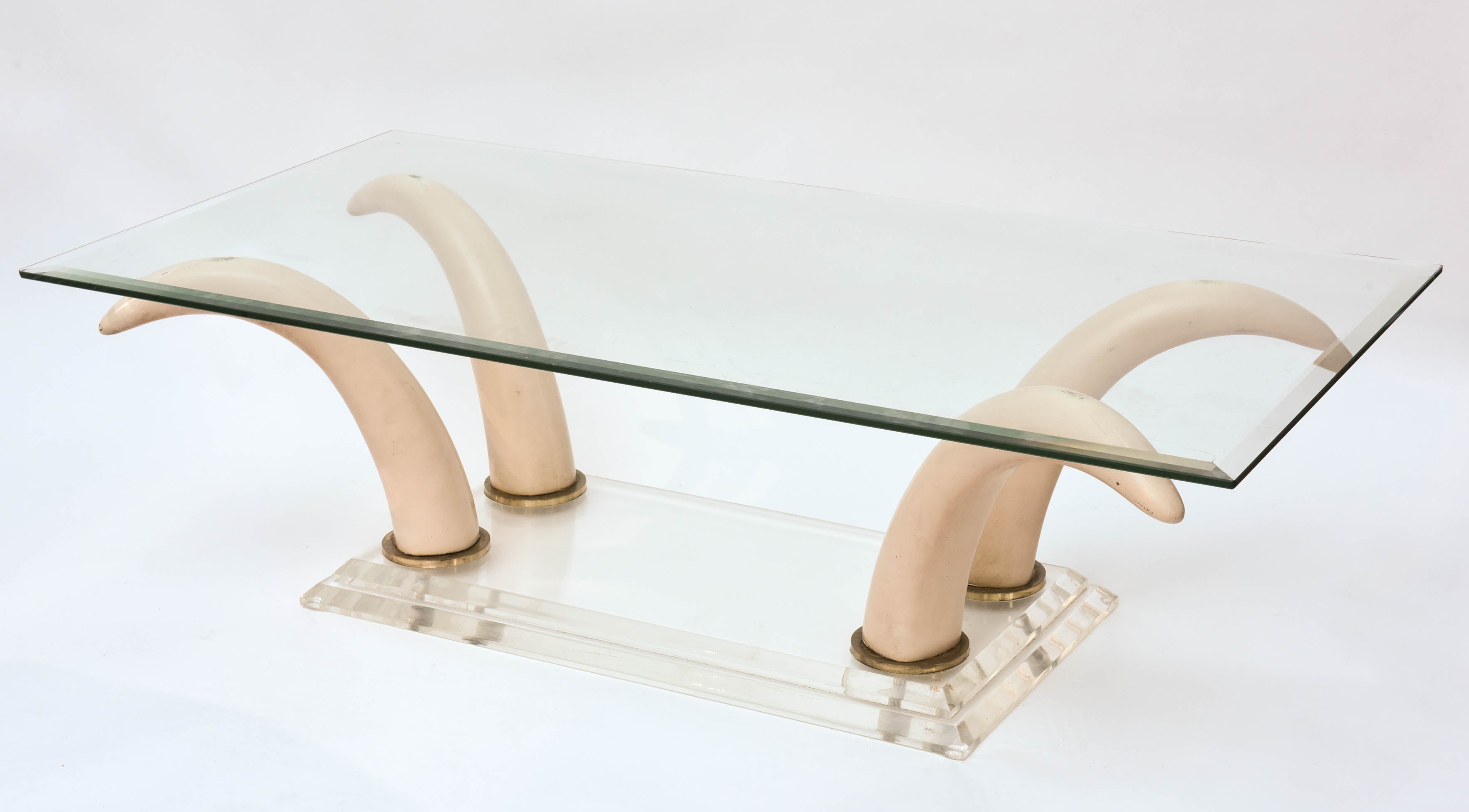 Superb Mid-Century Tusk Motif Cocktail Table at 1stDibs