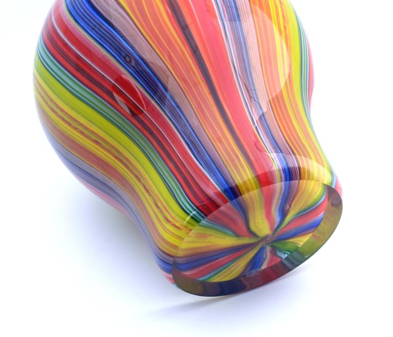 Multi-Color Large Stripped Murano Vase at 1stDibs