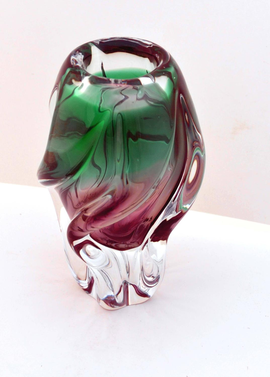 Sklo Union Chribska Glassworks Sommerso Modern Vase at 1stdibs